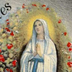 Vintage Slate Stone Lourdes Apparition Ornamental Wall Hanging ...