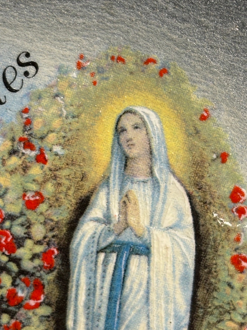 Vintage Slate Stone Lourdes Apparition Ornamental Wall Hanging ...
