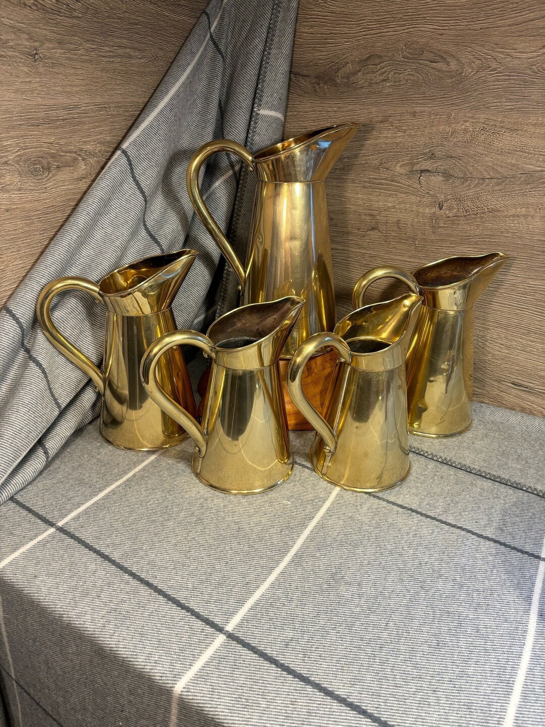 Vintage Antique John Marston Brass Jugs- Set of 5 | Traditional Country ...