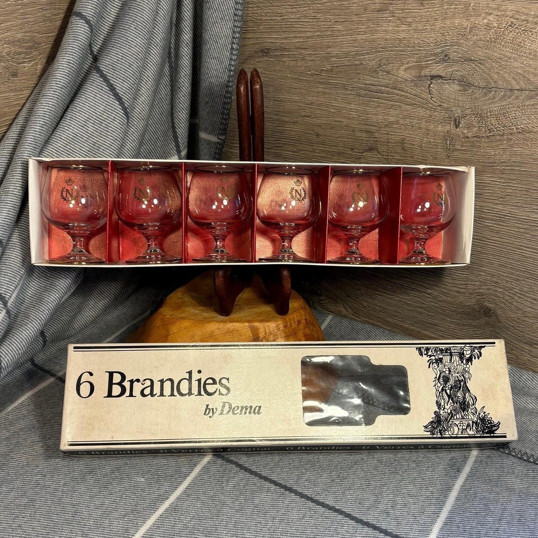 Vintage 6 Brandies by Dema Glasses in Original Box | Barware Made in ...