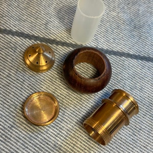 Vintage Brass and Walnut Gold Tone Wooden Salt and Pepper Shakers- 1 is ...