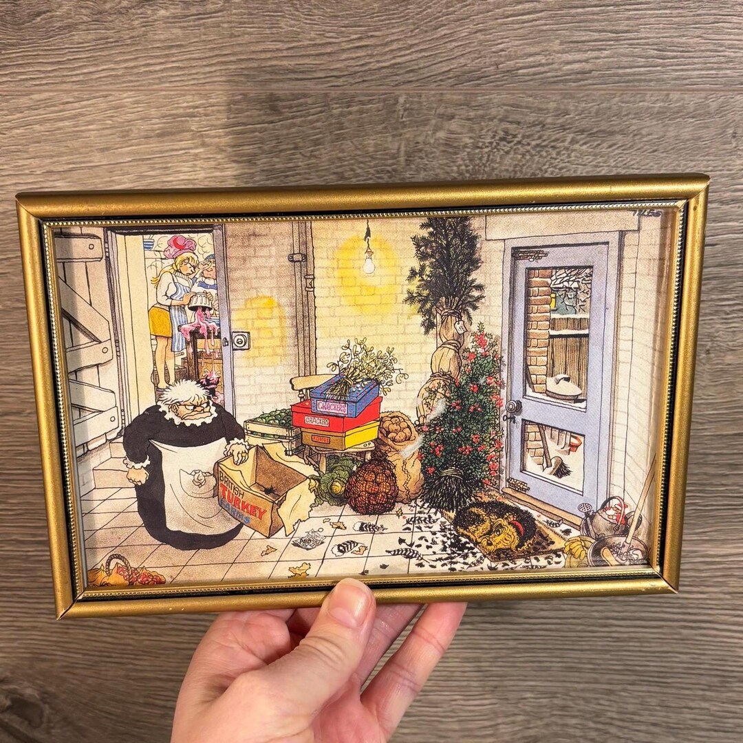Vintage Carl Giles the Giles Family at Christmas Humorous Small Wall ...