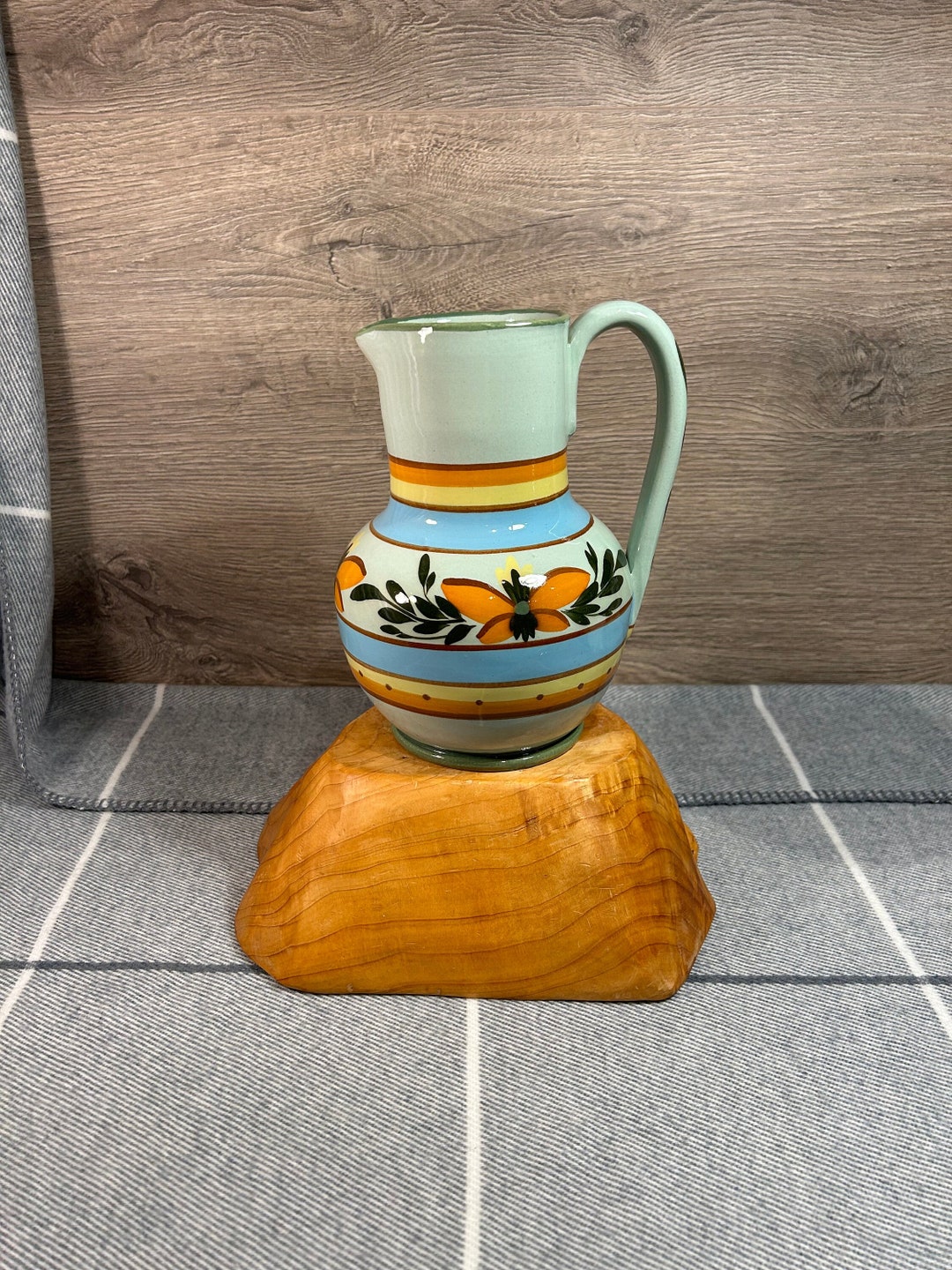 Vintage Mid Century Hartrox Juno Stoneware Glazed Floral Folk Art Jug ...