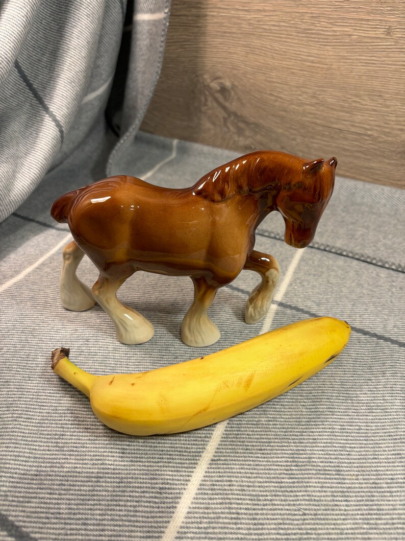 Vintage Ceramic Bay Chestnut Horse Figurine | Small Brown Glaze ...
