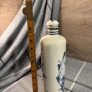 Vintage Delft Blue Made in Holland Handwerk Hand Painted Flask Bottle With Windmill and Cork ...