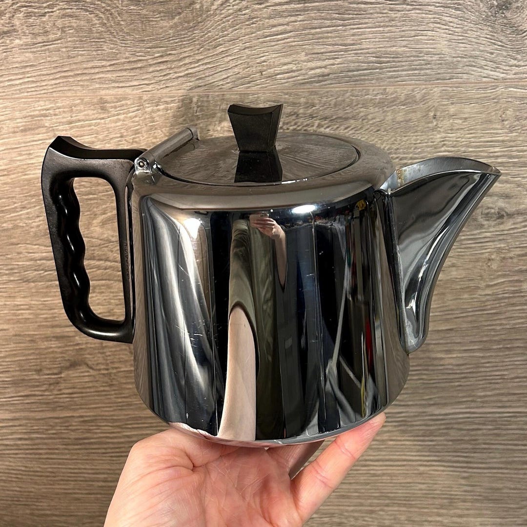 Vintage Swan Brand Quality Chromium Plate Made in England 2 Pint Teapot ...