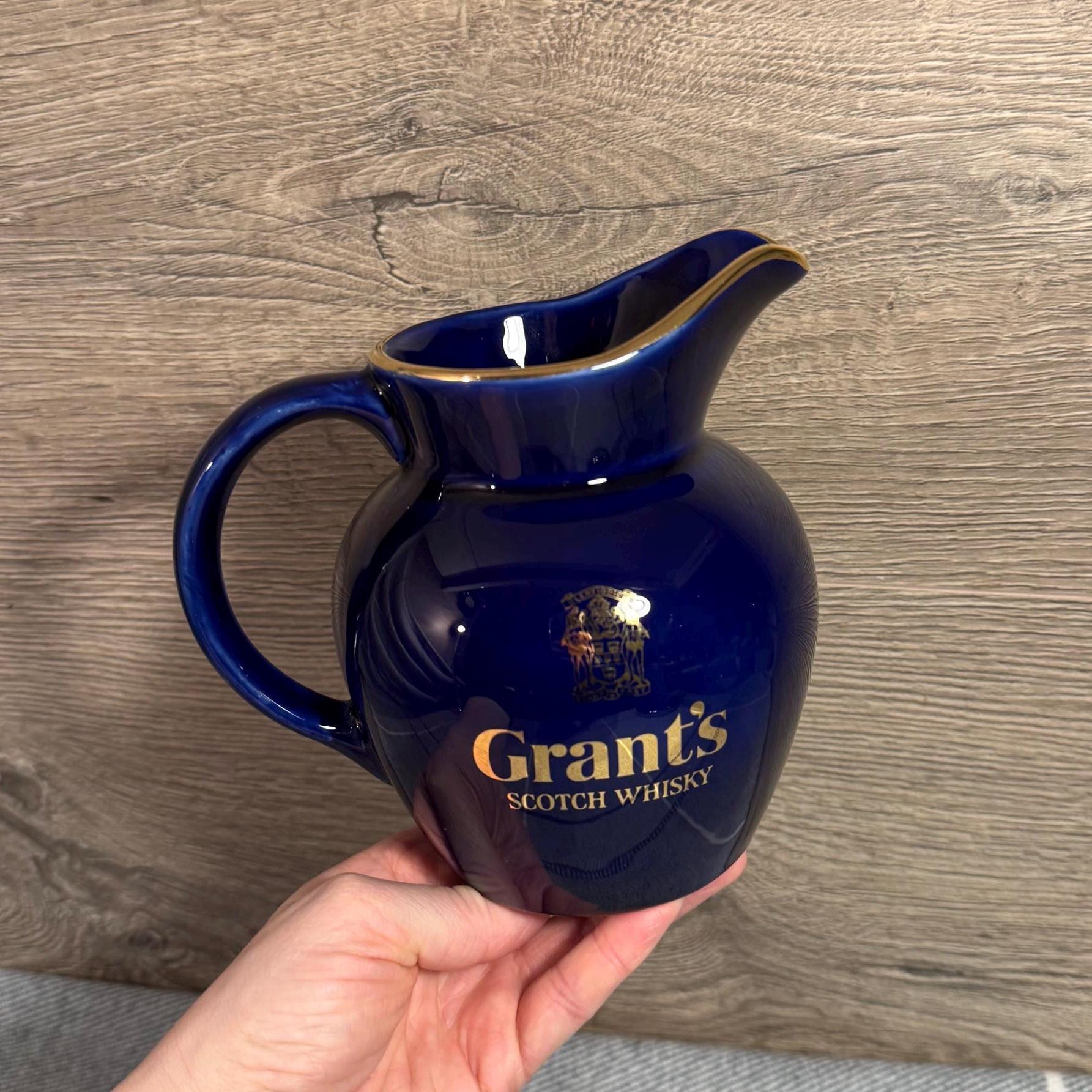 Vintage Grant's Scotch Whisky PDM Wade England Gilded Cobalt Blue Jug ...