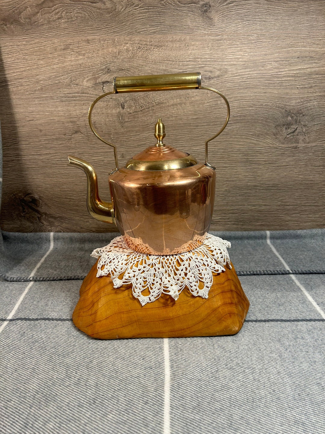 Vintage Brass and Copper Kettle With Acorn Finial & Shapely Art Handle ...