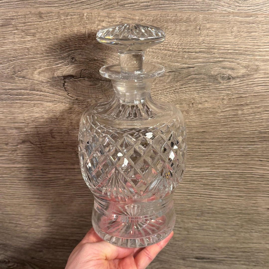 Vintage Heavy Cut Crystal Glass Whisky Spirit Alcoholic Tipple Decanter ...