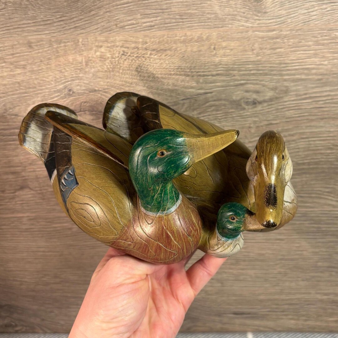 Vintage Family of Duck Mallards Statue Figurine | Old Waterfowl Home ...