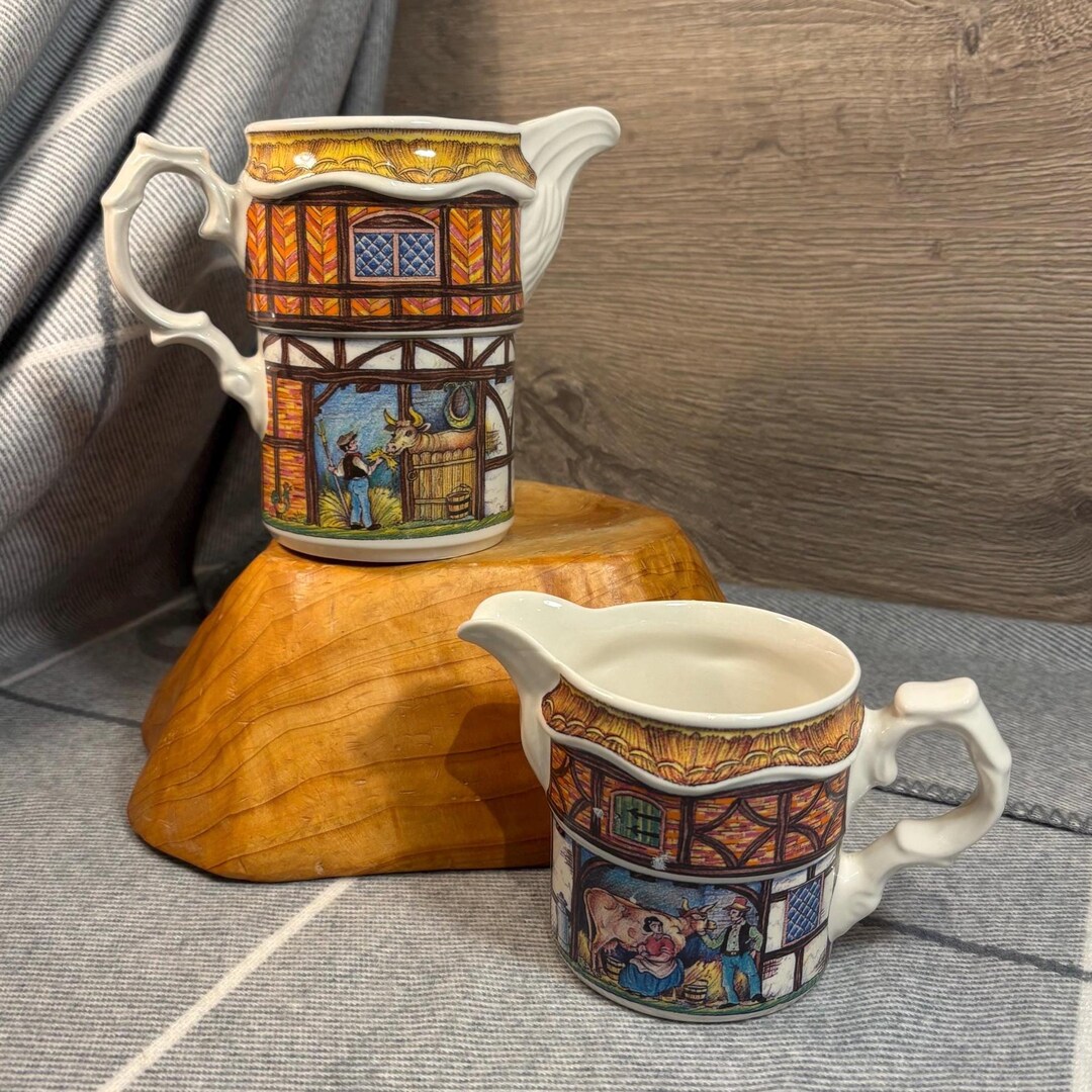 Vintage Sadler Country Village Made in England Jug Pitchers- Set of 2 ...