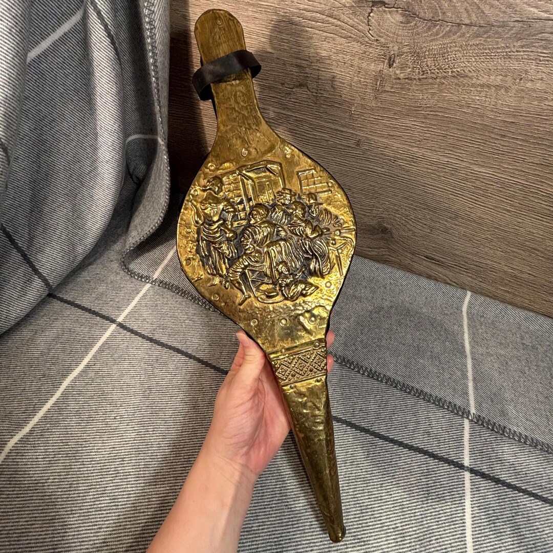 Vintage Hand Crafted Fireside Bellows | MCM Fireplace Old Tools | Faux ...