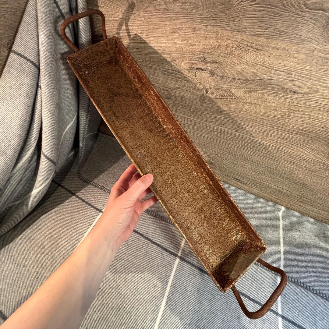 Vintage Rusty Zinc Long Narrow Trough With 2 Carry Handles | Worn Tired ...