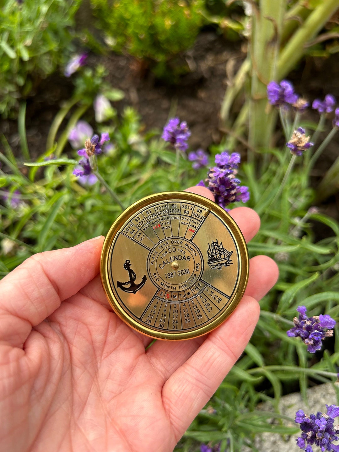 Vintage 1987-2036 Brass Perpetual 50 Year Revolving Calendar | Desk ...