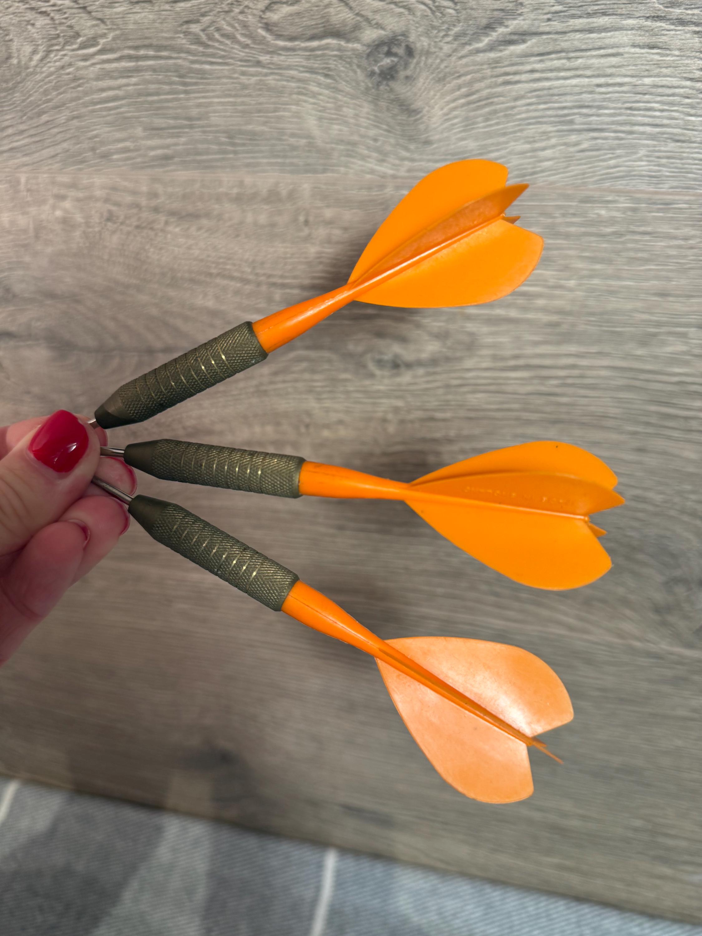 Vintage Fleetville Orange Brass Darts in Original Box Made in England ...