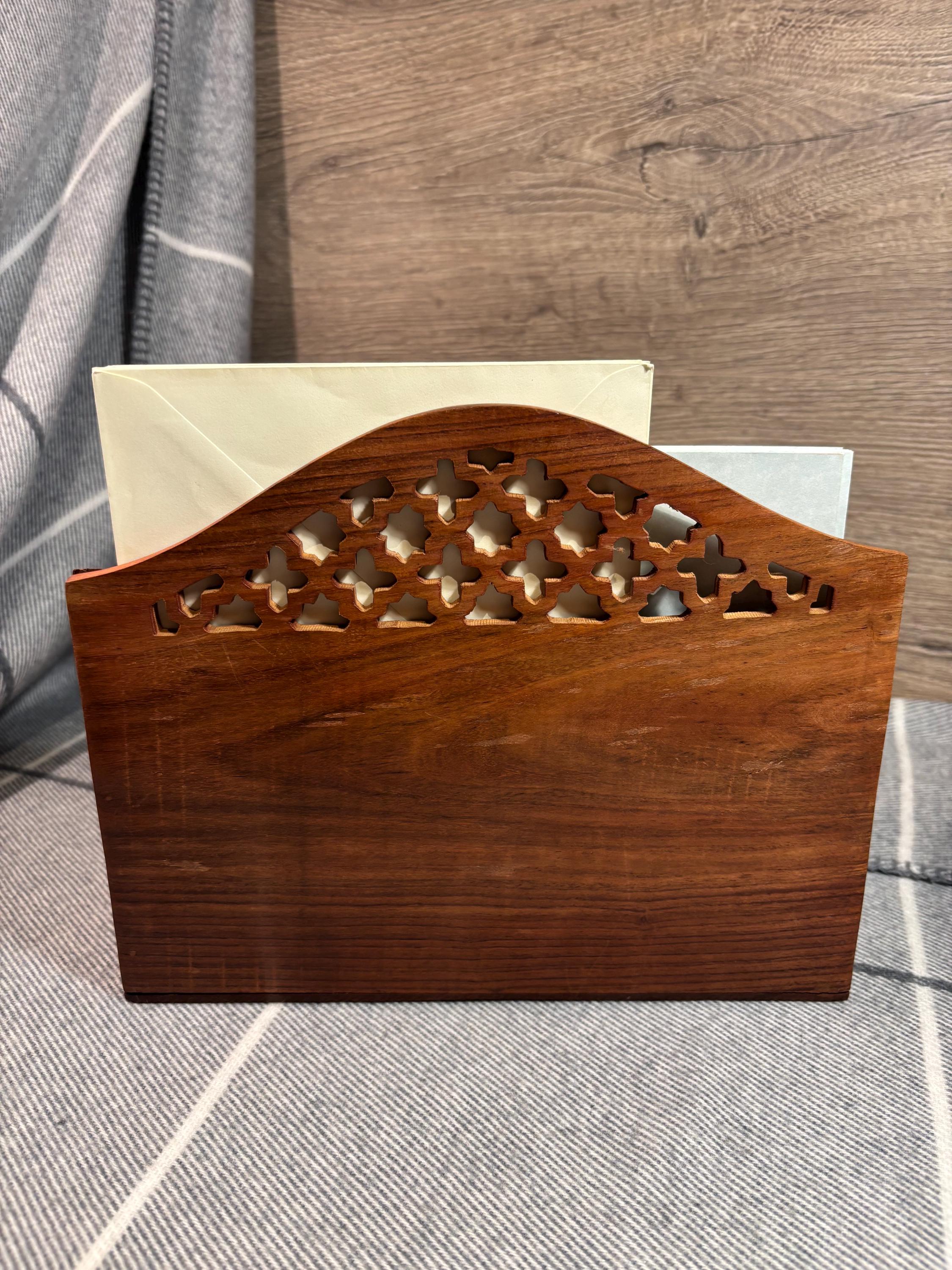 Vintage Hand Crafted Letter Rack | Natural Wood Study Desk Tidy | Boho ...