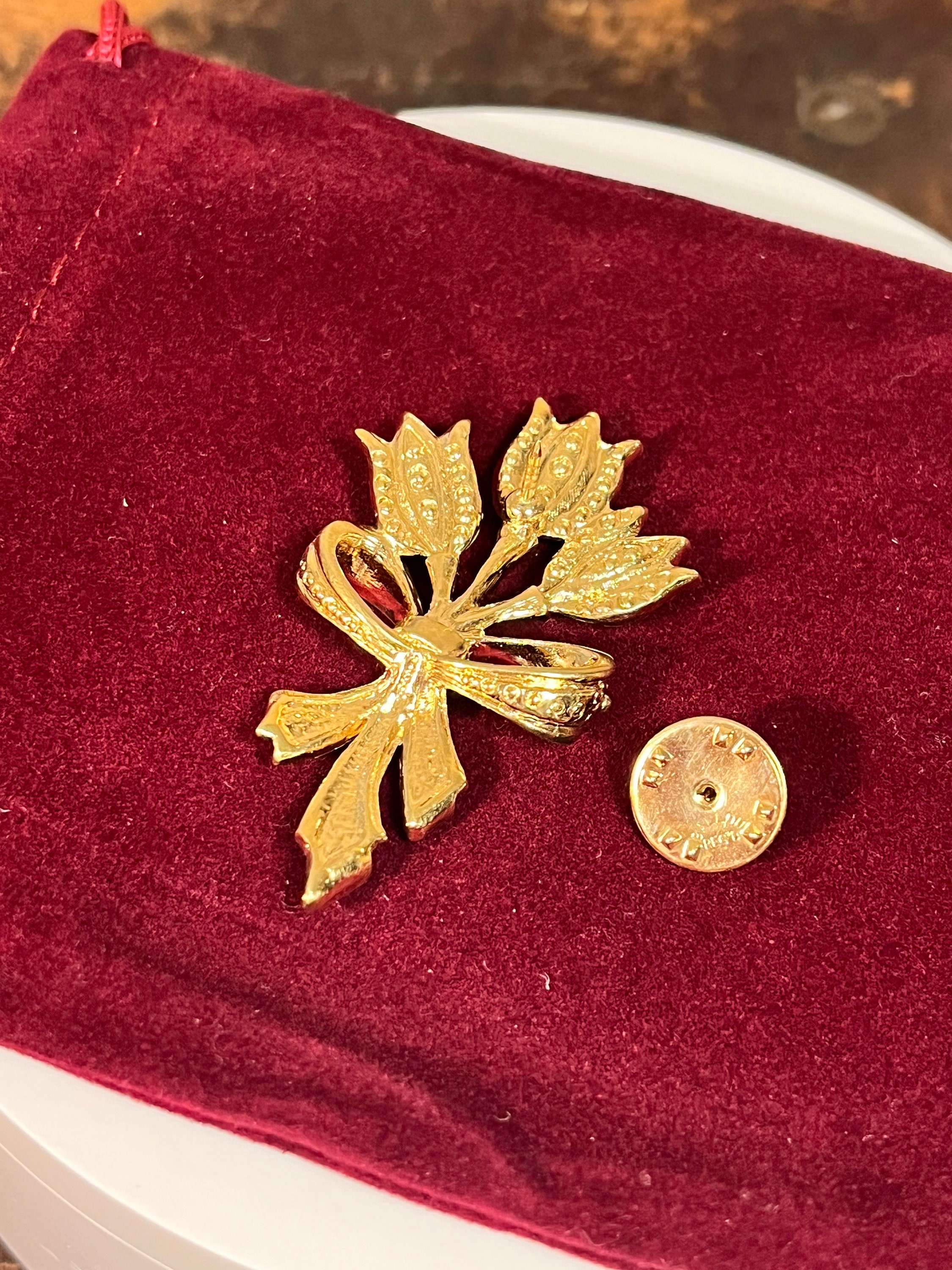 Vintage Ballou Reg'd Gold Tone Pink Tulip Rhinestone Marcasite Gem ...