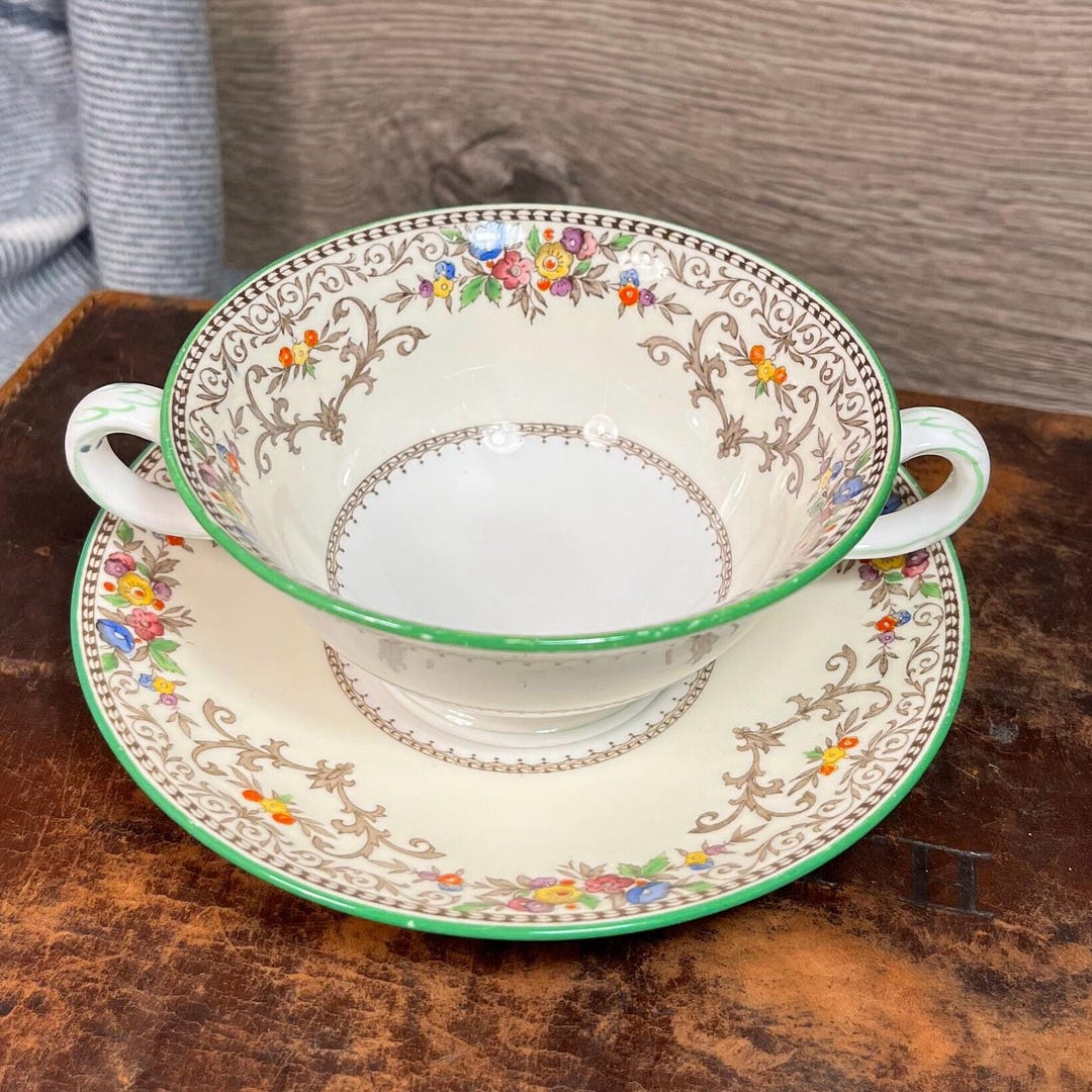 Vintage Minton Shaftesbury Est. 1793 England Footed Cream Soup Bowl and ...