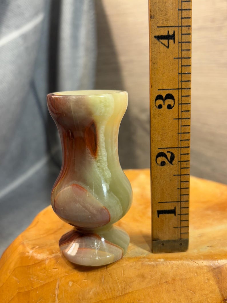 Vintage Carved Striped Onyx Miniature Vase | MCM Natural Smooth Stone ...