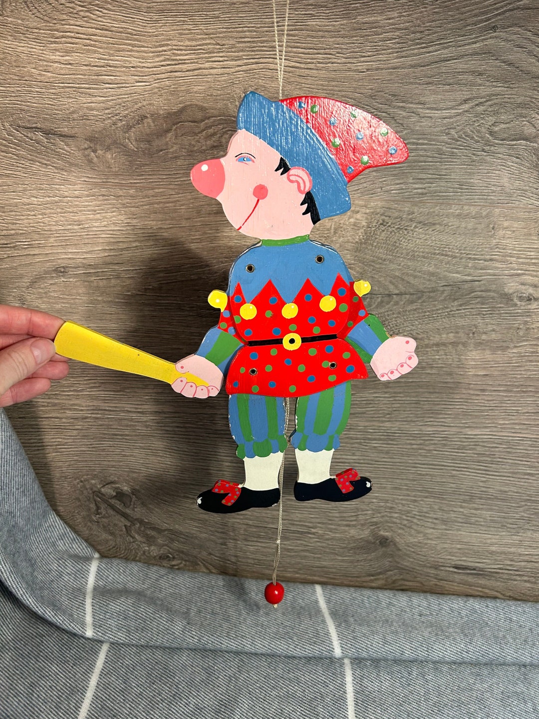 Vintage Collectible Wood Art Colourful Costume Animated Happy Jester ...