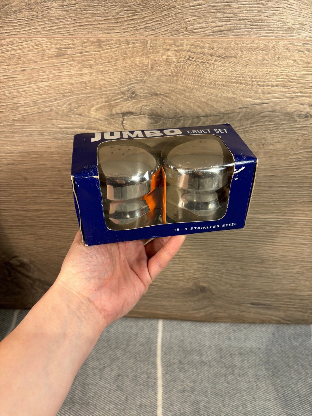 Vintage Jumbo Cruet Set | 18-8 Stainless Steel Salt & Pepper Silver ...