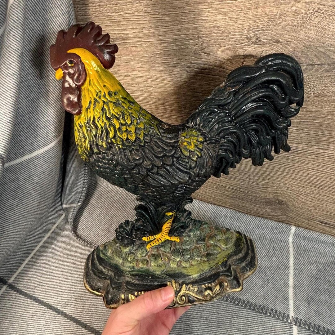 Vintage Cast Iron 2.7kg Large & Heavy Rooster Door Stop | 30cm Tall ...