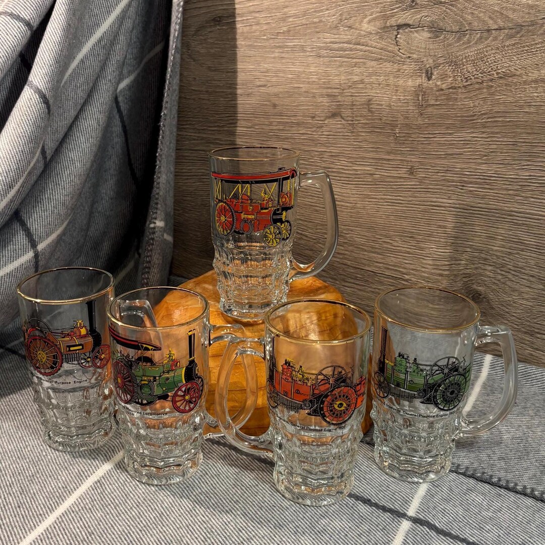 Vintage Jacobean Regd England Half Pint Beer Tankards- Set of 5 ...