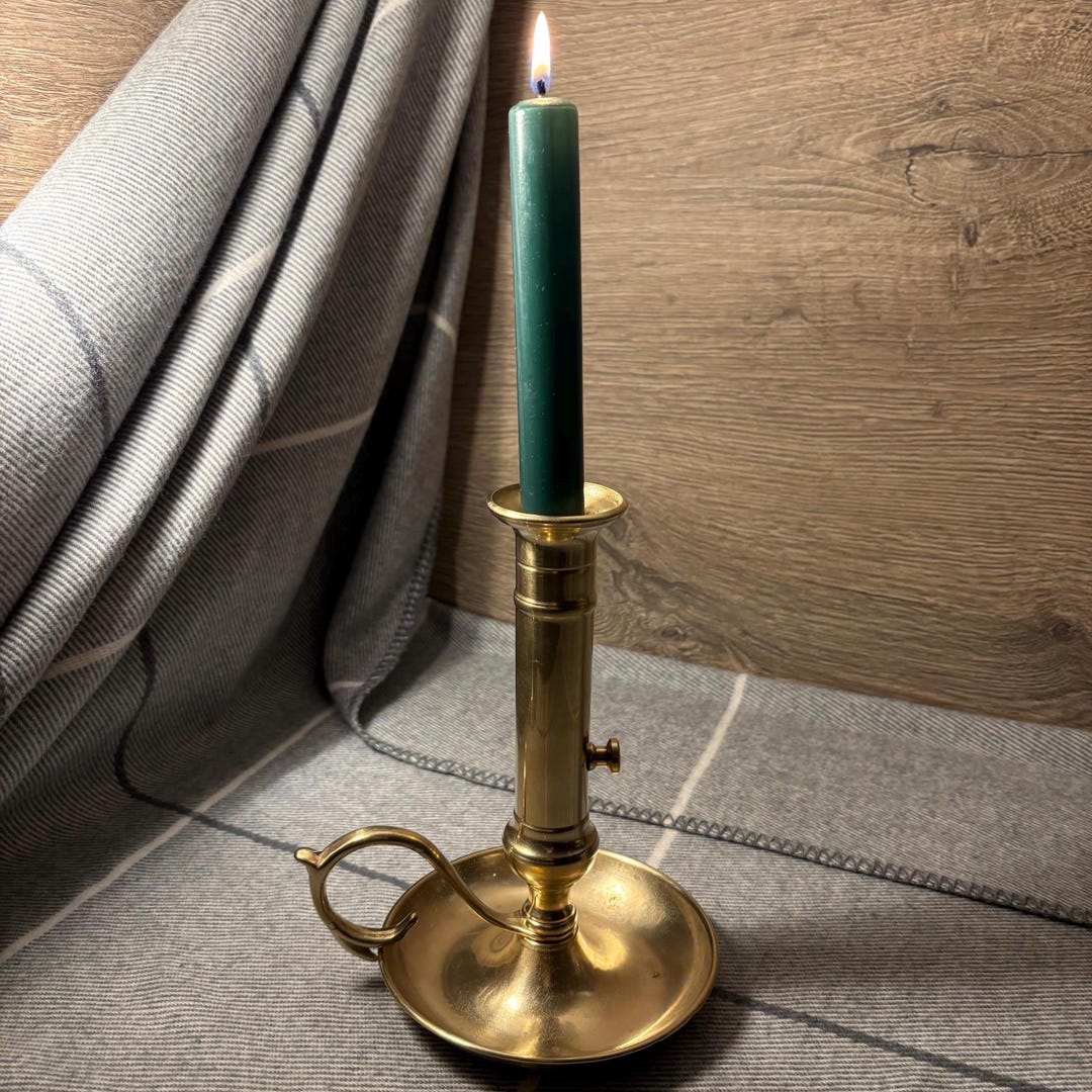 Vintage Solid Brass Push up Ejector Mechanism Chamberstick | Thumb Rest ...