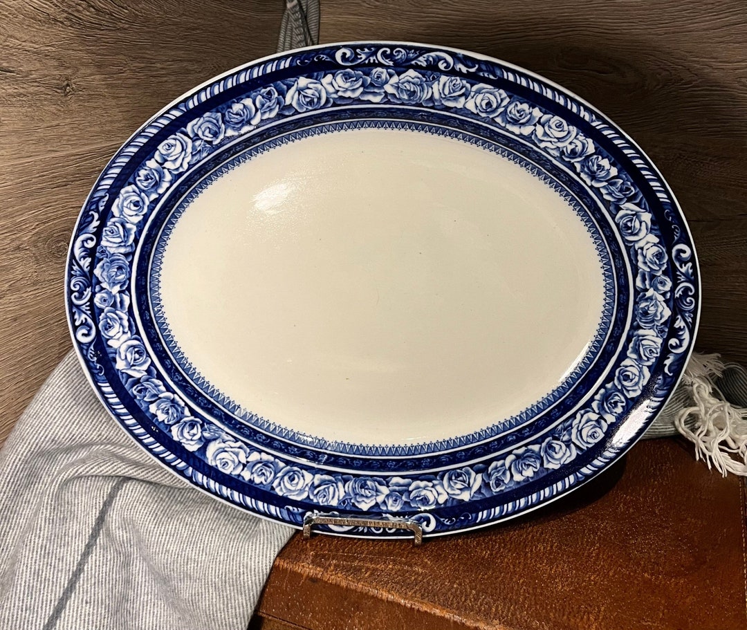 Vintage Large Pearl Pottery by Royal Bourbon Ware Cobalt Blue and White ...