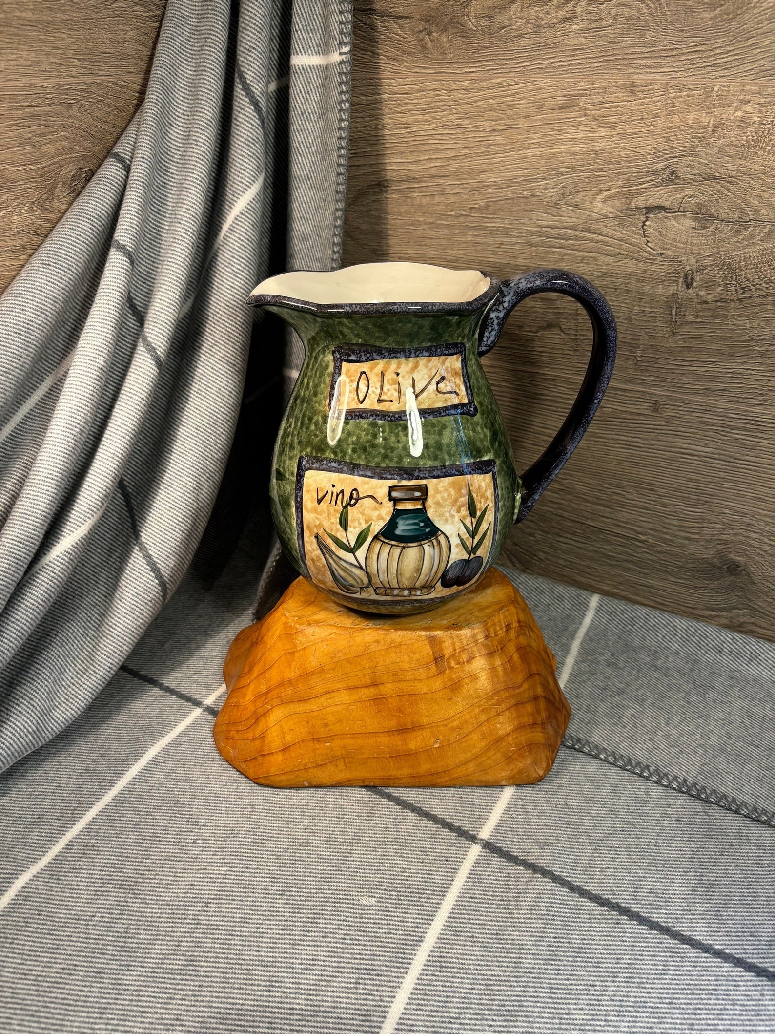 Vintage Hand Painted Blue Moon at Home Jug | Olive & Vino Motif Foodie ...