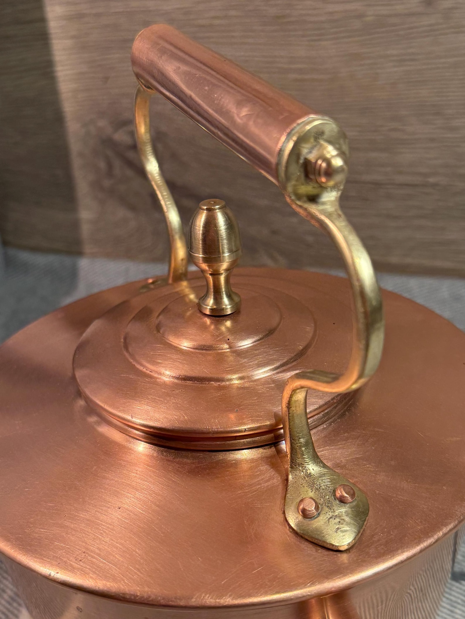 Vintage Copper & Brass Gooseneck Kettle | Rustic English Kitchenalia ...