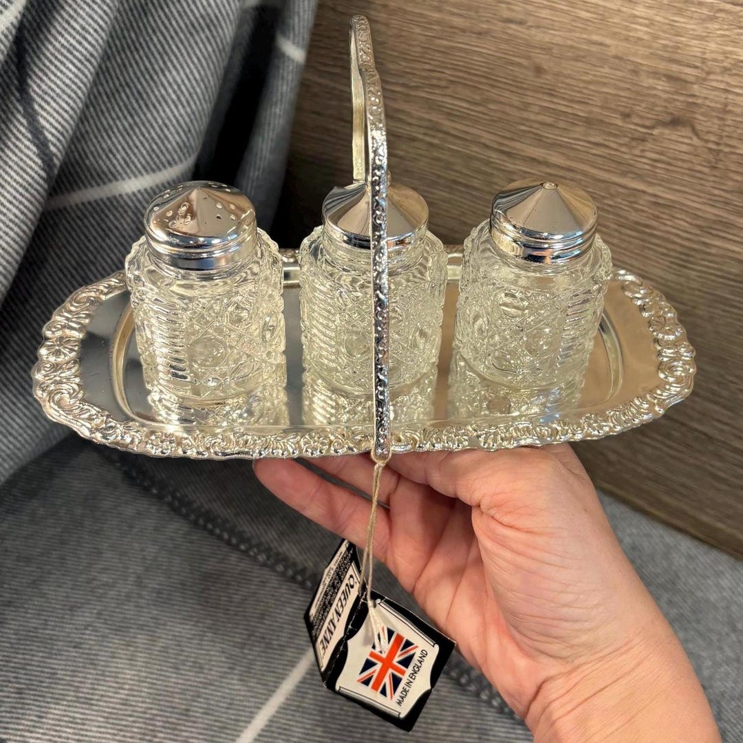 Vintage Mayell EP Queen Anne Silver Plated Cruet Set | MCM Salt ...