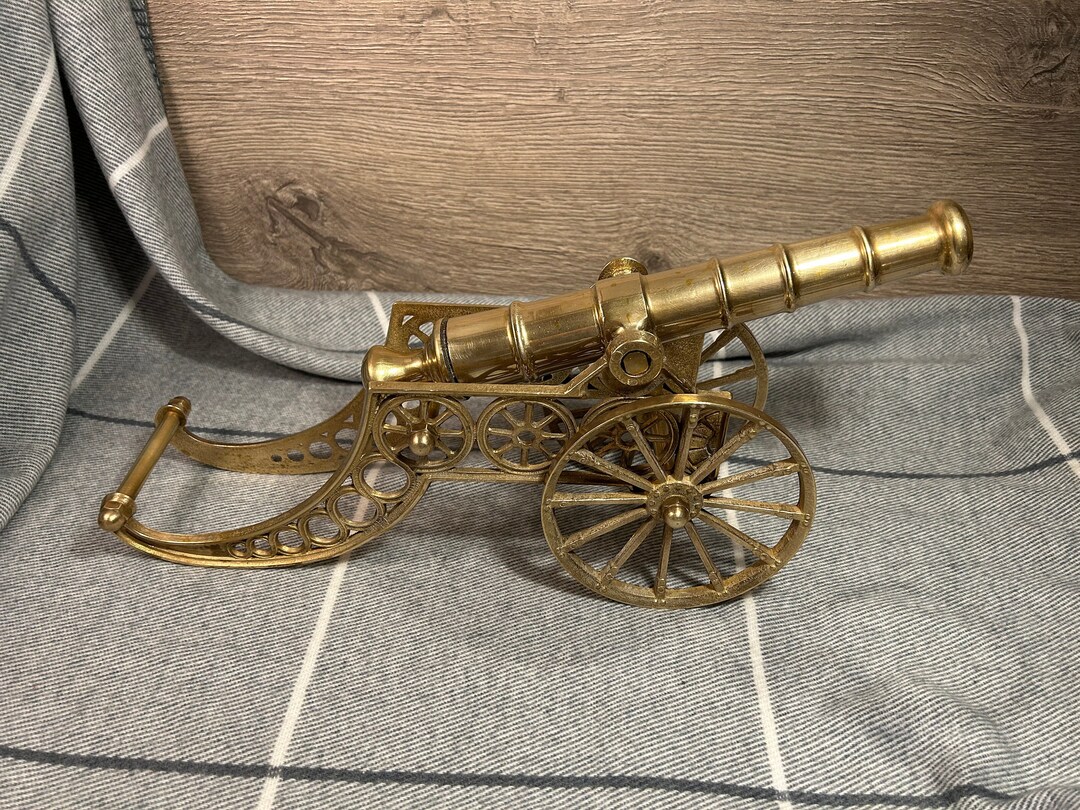 Vintage Solid Brass Army War Cannon Replica | Fireside Rustic Decor ...