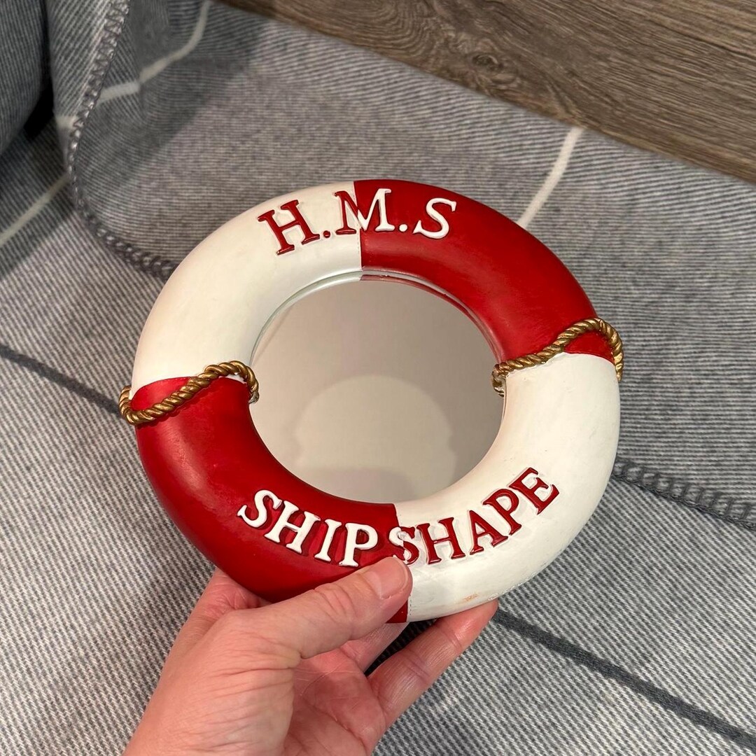 Vintage HMS Shipshape EPL 97 Red & White Lifebuoy Small Wall Mirror ...