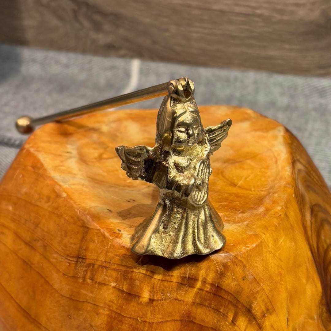 Vintage Solid Brass Angel Playing Lute Shaped Candle Extinguisher ...