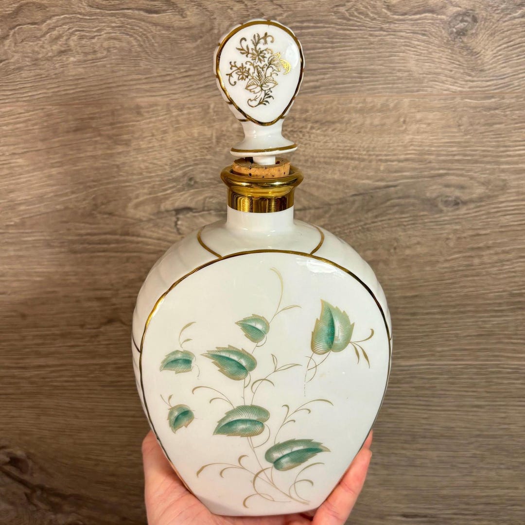 Vintage Santa Clara Made in Spain Porcelain Elegant Gilded Flat Green ...