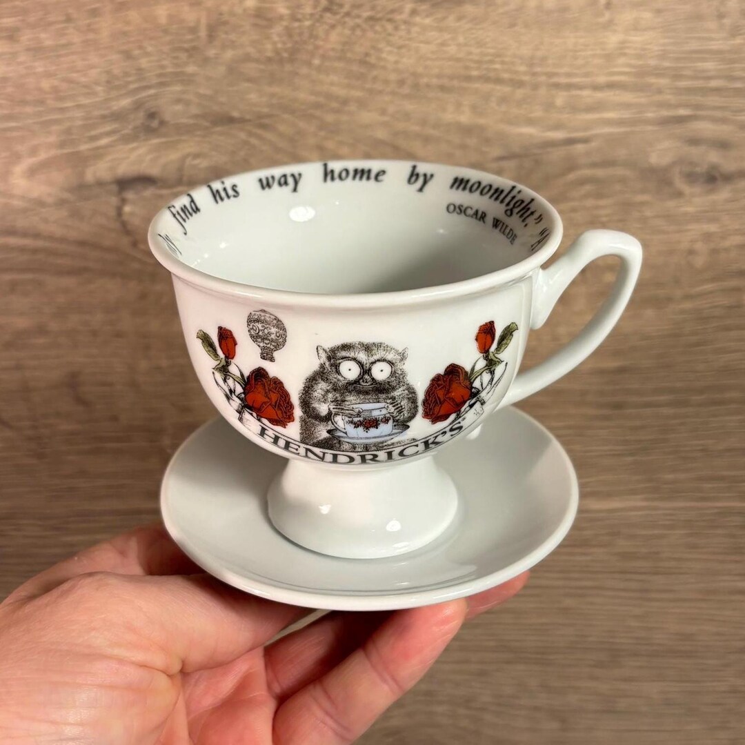 Preloved Hendrick's Gin Promotional Pedestal Cup and Saucer Set With ...