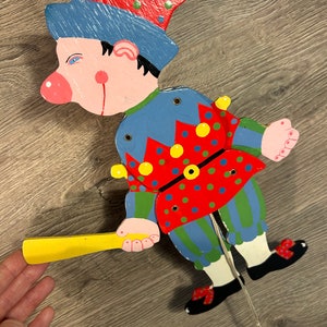 Vintage Collectible Wood Art Colourful Costume Animated Happy Jester ...