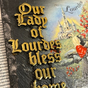 Vintage Slate Stone Lourdes Apparition Ornamental Wall Hanging ...