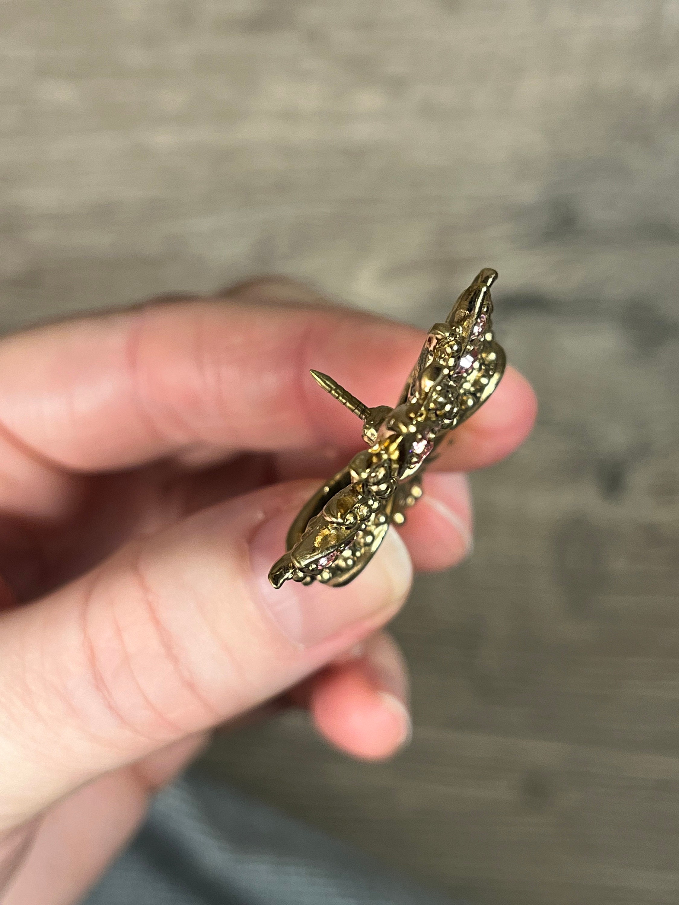 Vintage Ballou Reg'd Gold Tone Pink Tulip Rhinestone Marcasite Gem ...