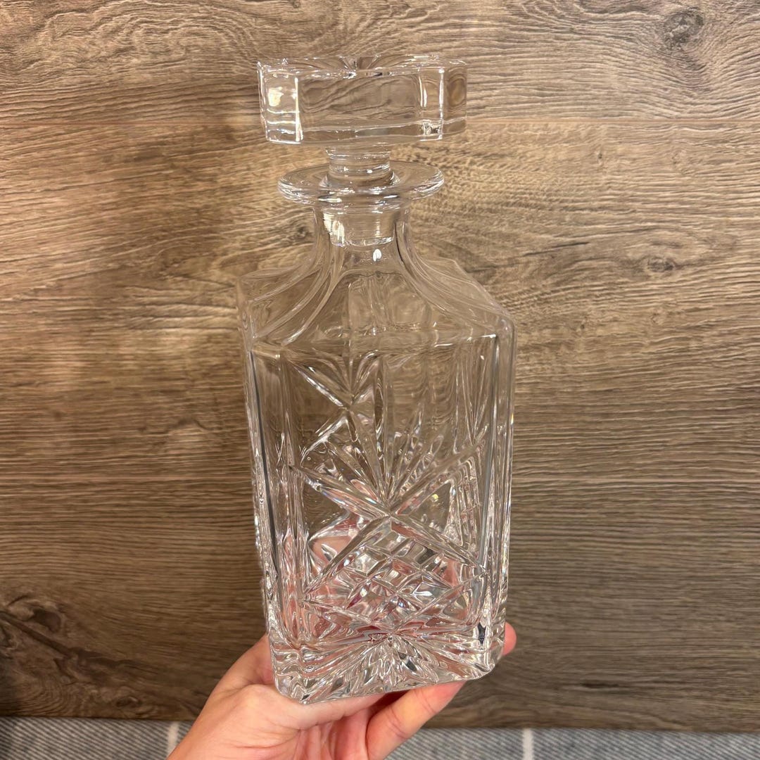 Vintage Solid Heavy Square Cut Crystal Whisky Spirit Alcoholic Tipple ...