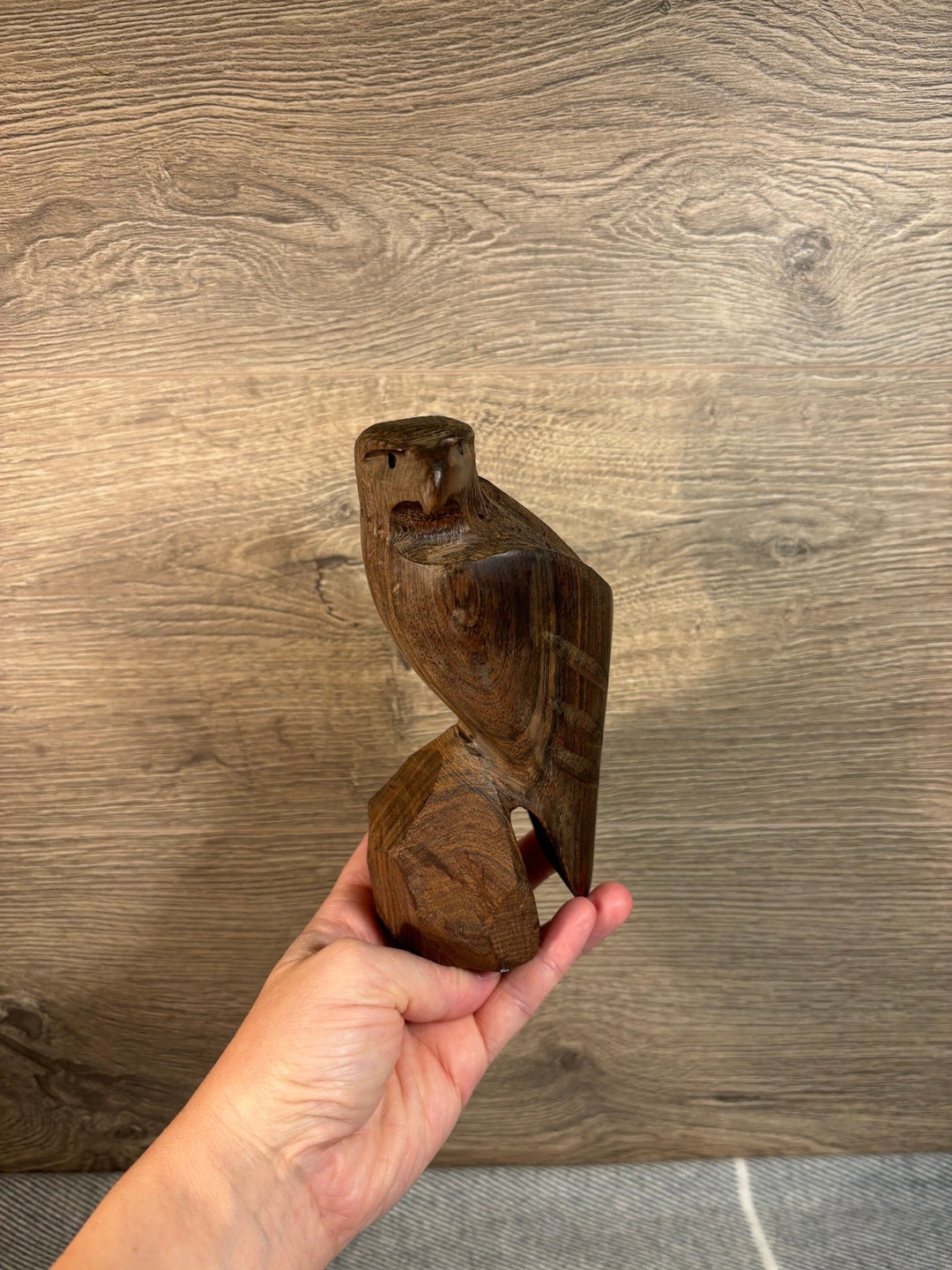 Vintage Heavy Hand Carved Perched Eagle Sculpture | Falcon Hawk Bald ...