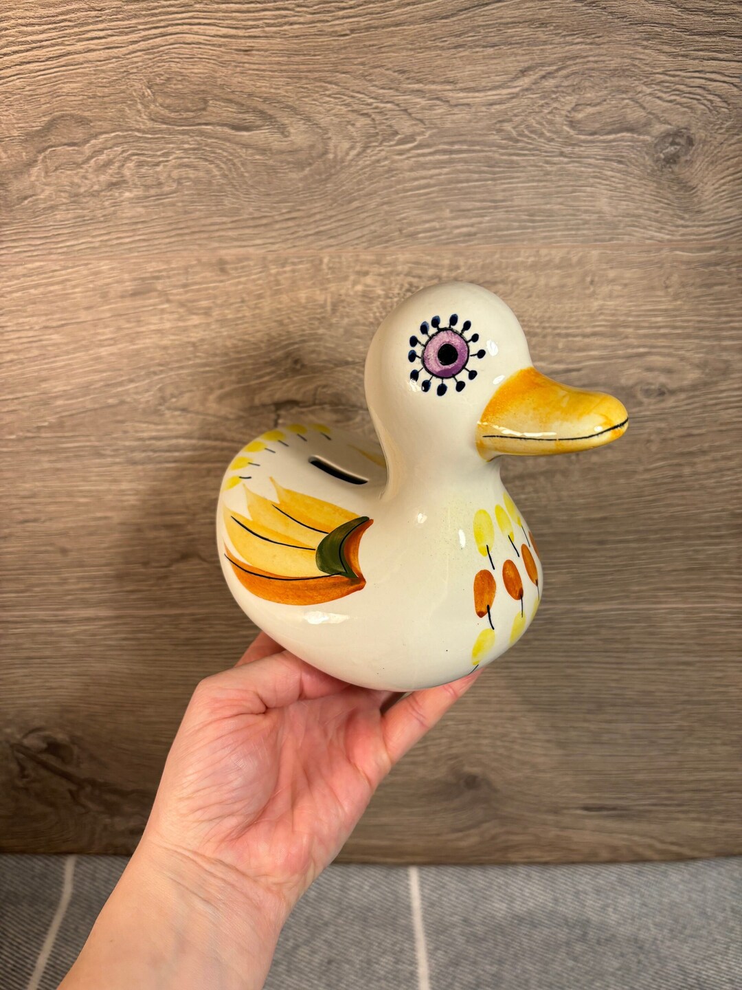 Vintage Hand Painted Mid Century Duck Money Box | Artisan Crafted ...