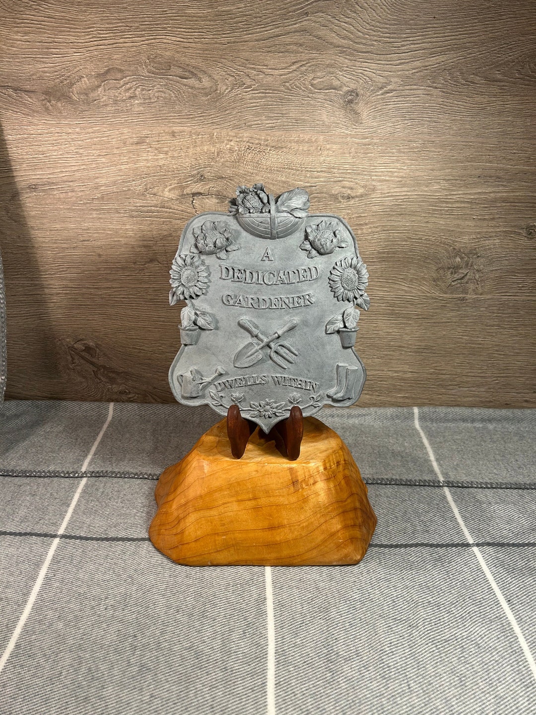 Vintage A Dedicated Gardener Dwells Within Grey Resin Plaque Wall ...