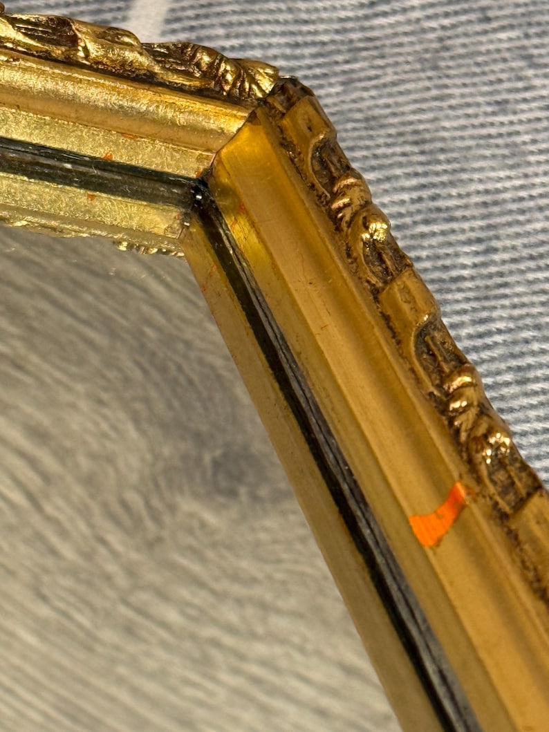 Vintage 1.6kg Ornate Gilt Foliate Leaf Swirl Edge Rectangular Mirror ...