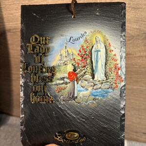 Vintage Slate Stone Lourdes Apparition Ornamental Wall Hanging ...