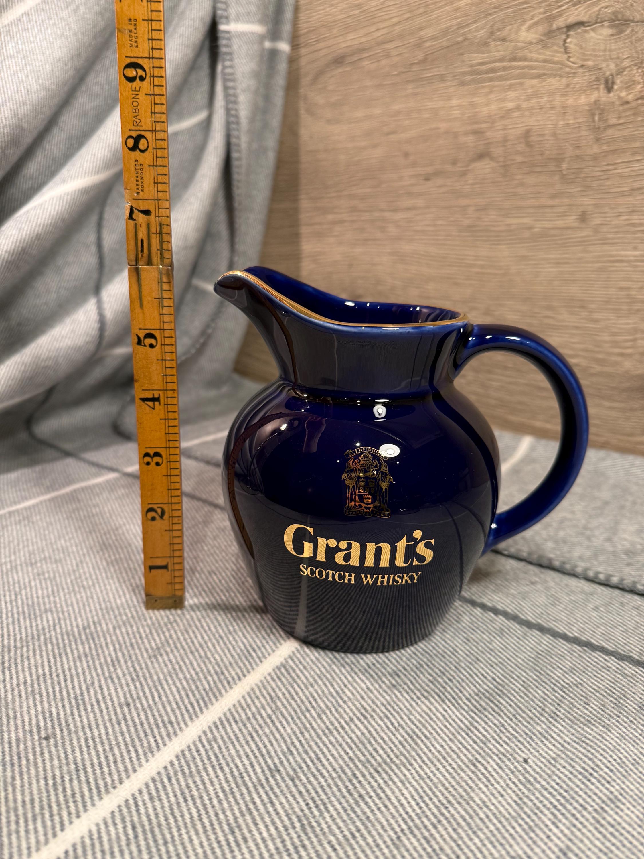 Vintage Grant's Scotch Whisky PDM Wade England Gilded Cobalt Blue Jug ...