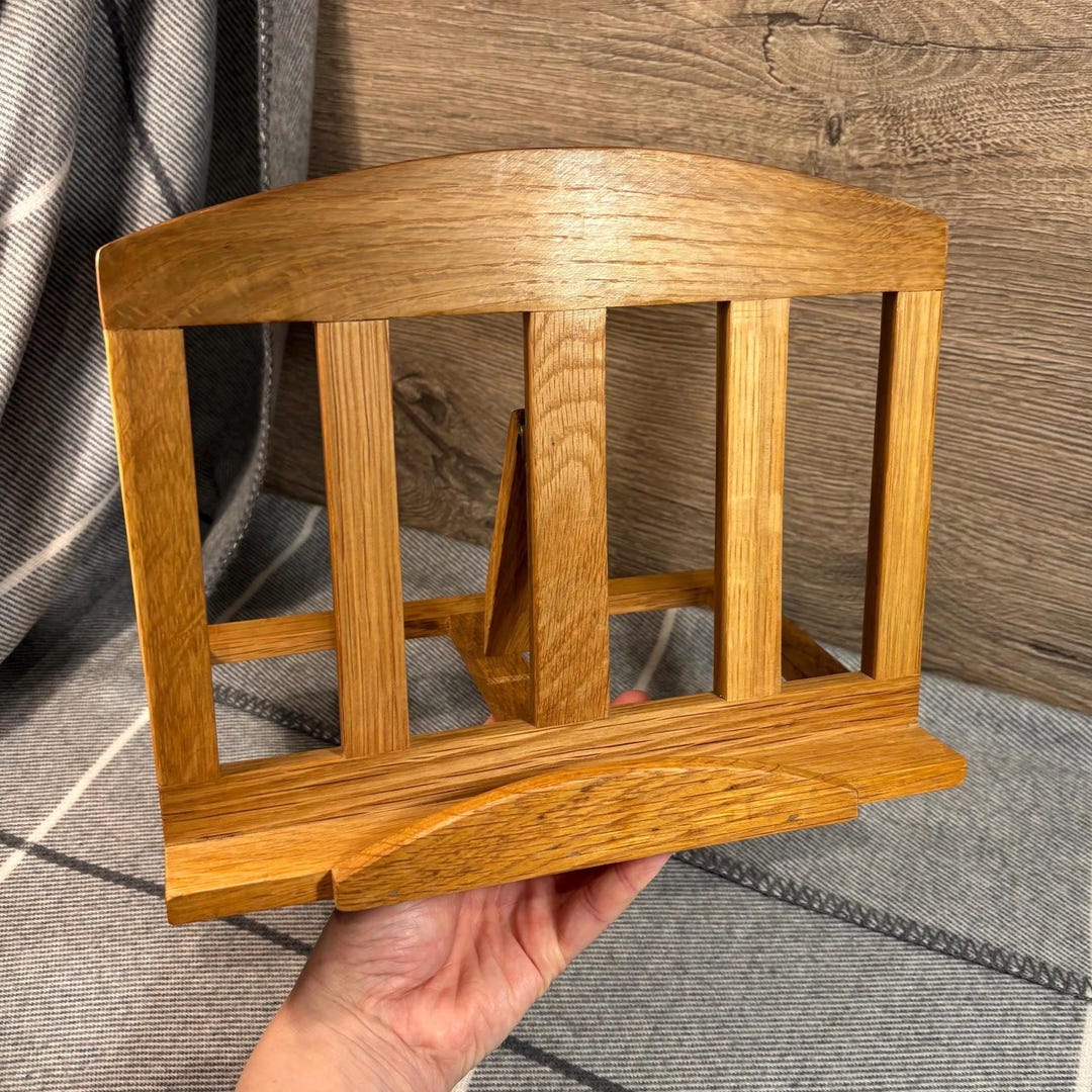 Vintage Hand Crafted Natural Wood Recipe Book Rack Lightweight Foldable ...