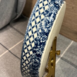 Vintage Heavy Stoneware Oval Blue Flower Oven Roaster Dish | Rosemore ...