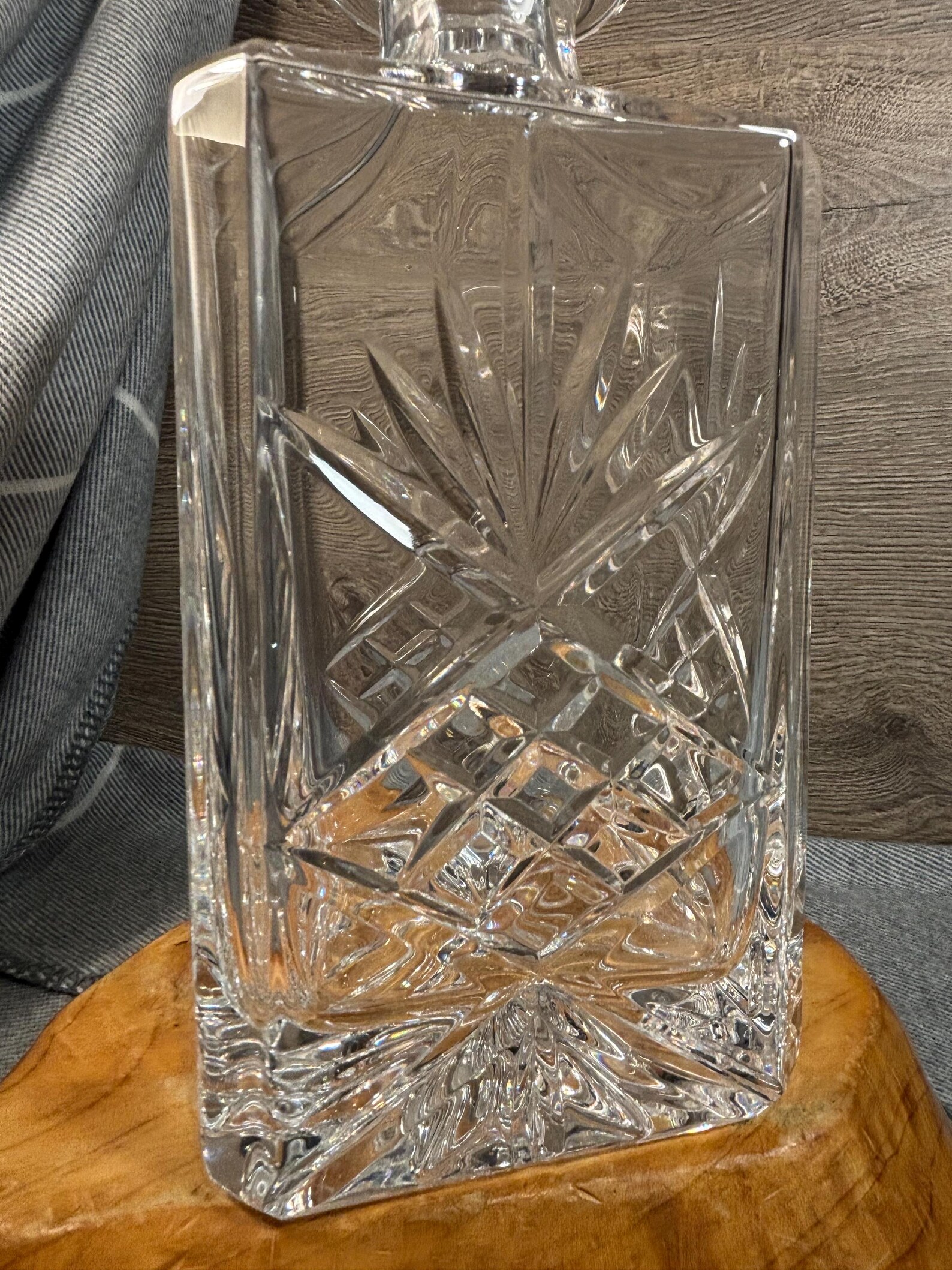 Vintage Solid Heavy Square Cut Crystal Whisky Spirit Alcoholic Tipple ...